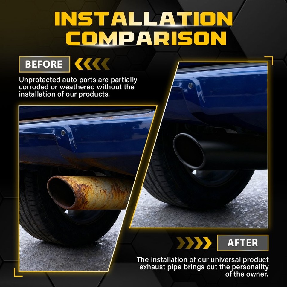 4" Outlet - 18" Long Black 2Packs Stainless Steel Exhaust Tip 2.5 ...