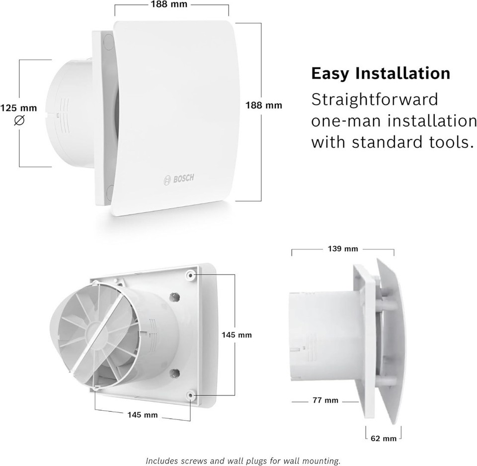 NEW BOSCH 1500 DH W100 Bathroom Extractor Fan In White -Z03 | eBay UK