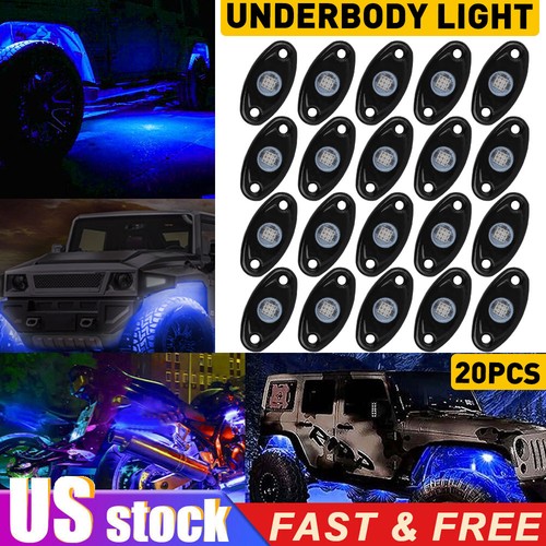 Blue LED Rock Lights 20 Pods Underbody Light For JEEP Offroad Truck UTV ...