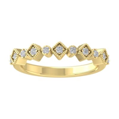 14K Yellow Gold Round Lab Grown Diamond Wedding Band Ring Size 7 For ...