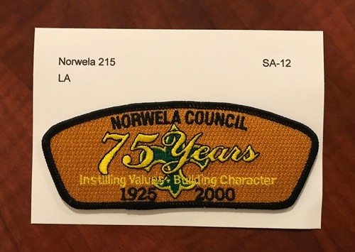 Boy Scout Patch CSP, Norwela 215, 75 Years, 2000, Gold, Black Border ...