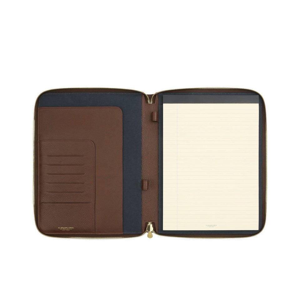 Notepad padfolio Spalding A4 brown leather business portfolio organizer ...