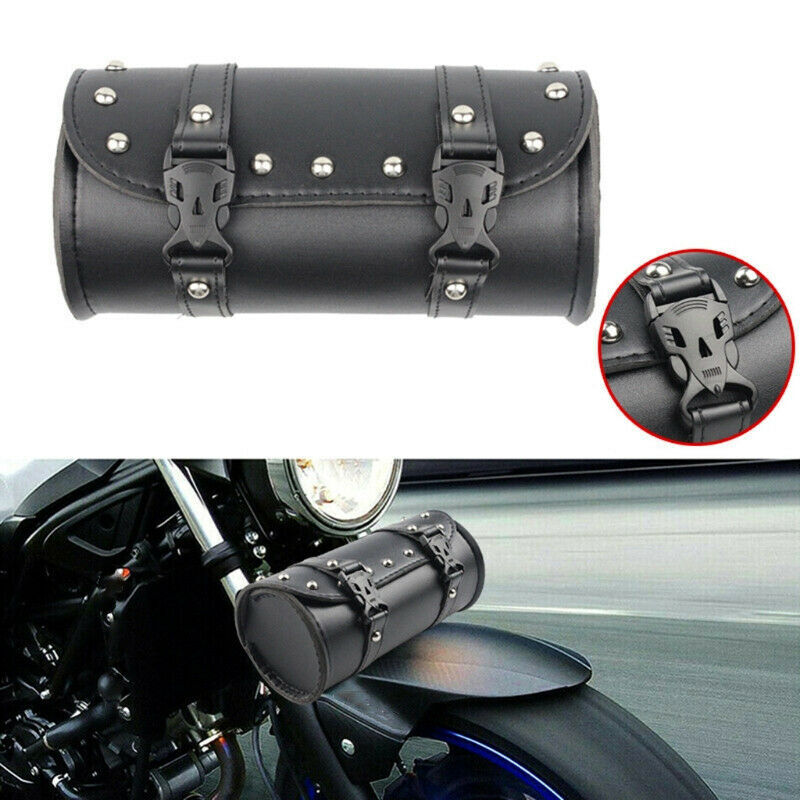 Motorcycle Front Fork Tool Bag Pouch Storage Luggage SaddleBag Leather ...