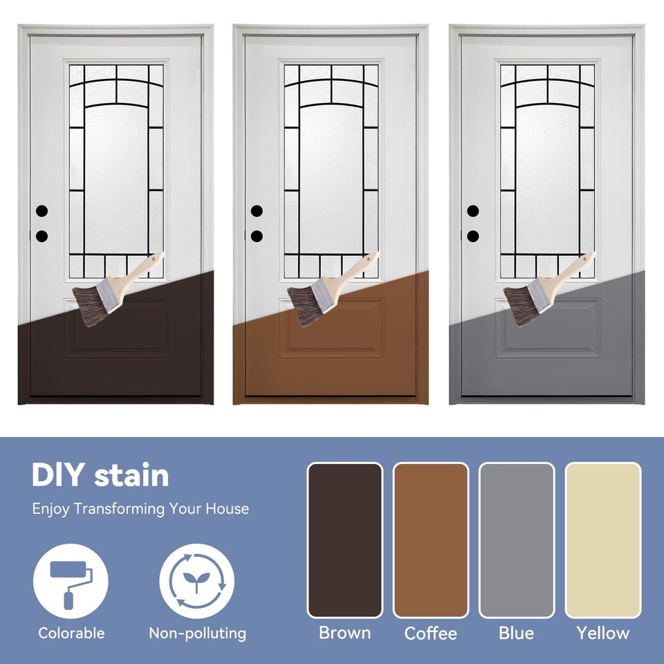 36x80 Smooth Fiberglass Entry Door with Brickmould, RH Inswing, 4-9/16 ...