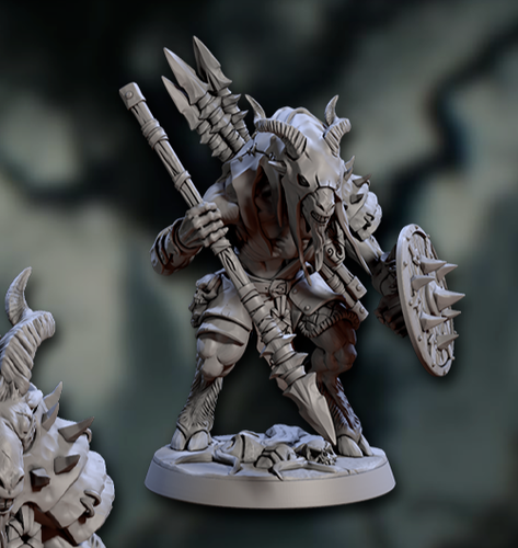 Gobor Warrior - D (ALT) - Goat Ram Beastmen D&D 32mm resin miniature ...
