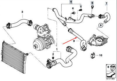 2000-2006 BMW X5 E53 Radiator Coolant Pipe Hose 11537789403 7789403 ...