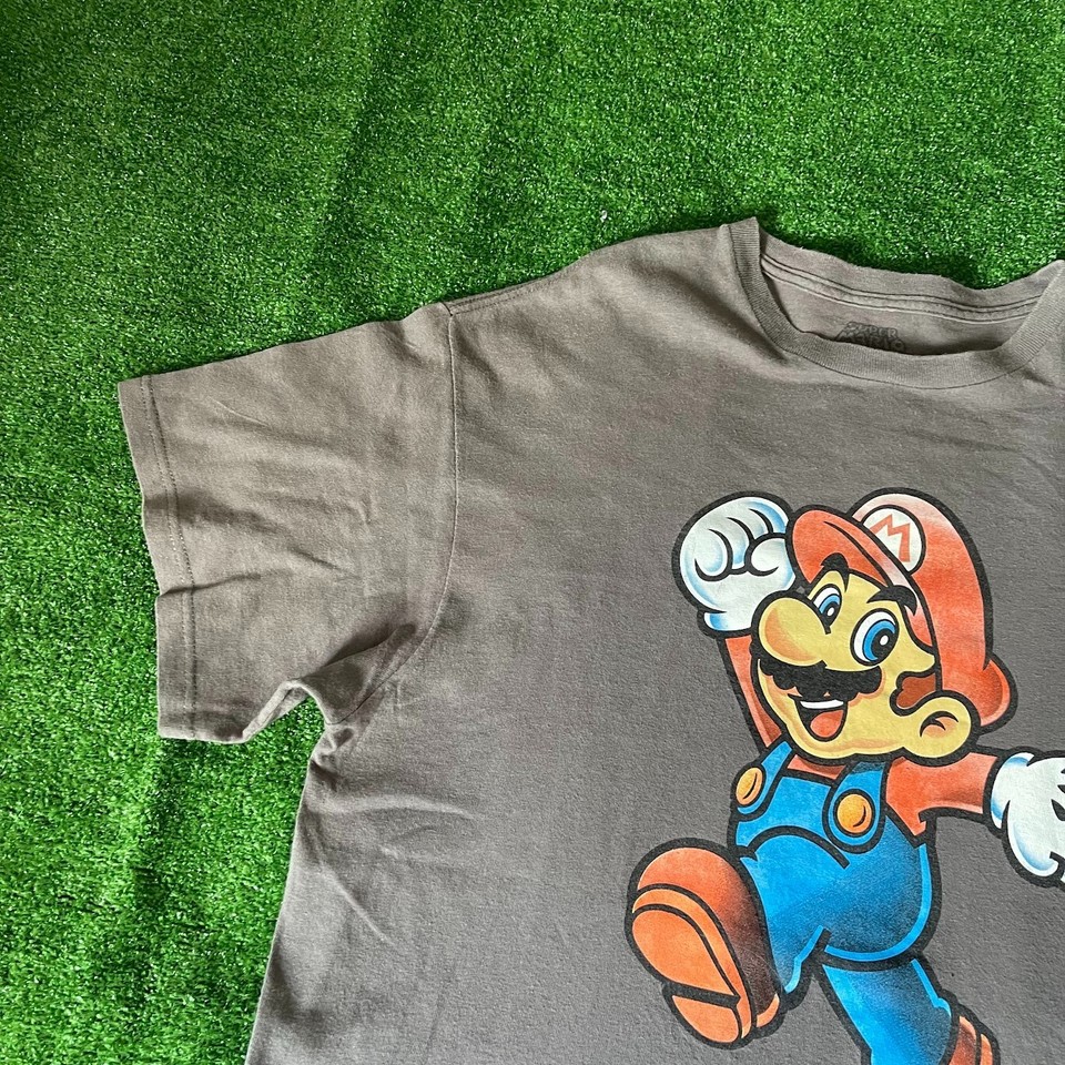 Super Mario Nintendo Crew Neck Gray Y2K Retro Style Streetwear T-Shirt ...