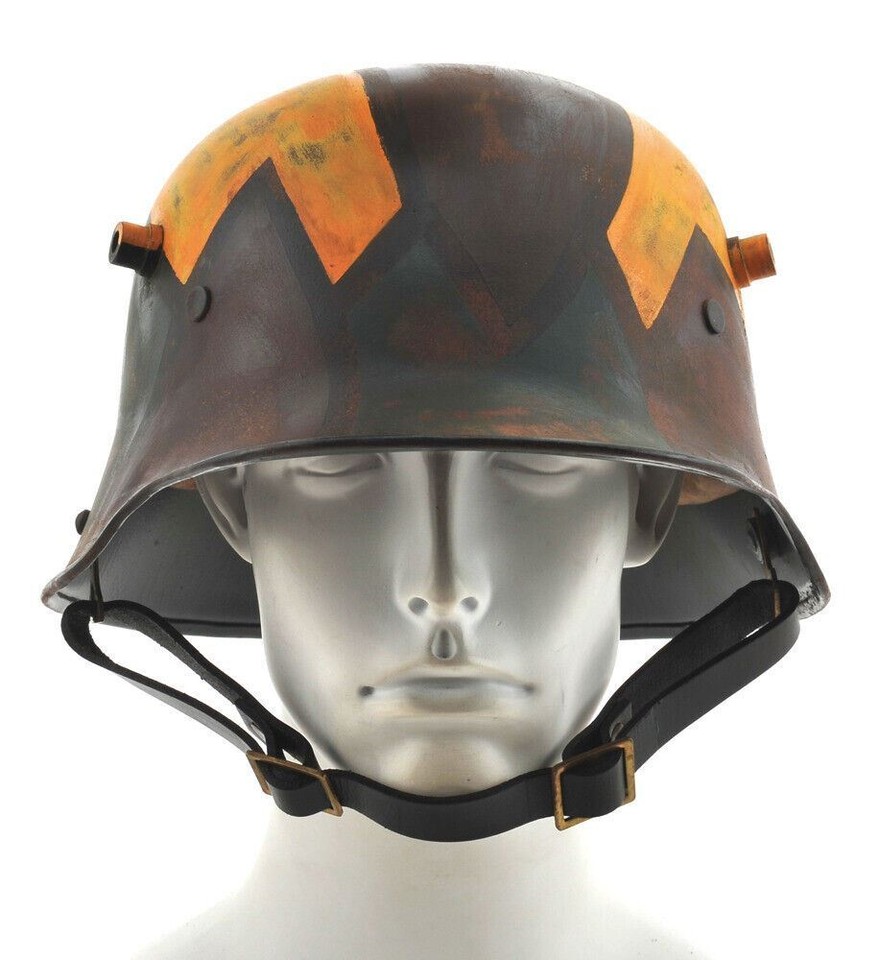 GERMAN WW1 M1916 STAHLHELM HELMET with PERIOD CAMOFLAGE PATTERN Hand ...