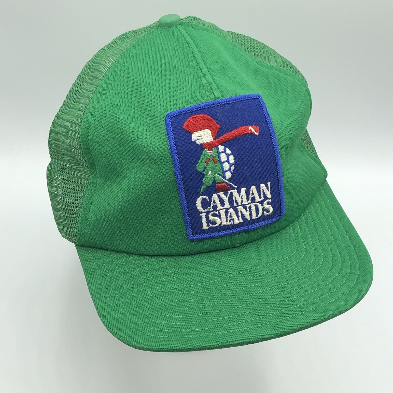 Vintage Cayman Islands Turtle Logo Patch Green Hat M… - Gem