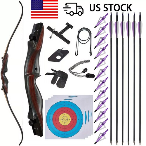 62'' Archery Recurve Bow 40-50lbs Wooden Takedown Hunting Bow Target Shooting | eBay