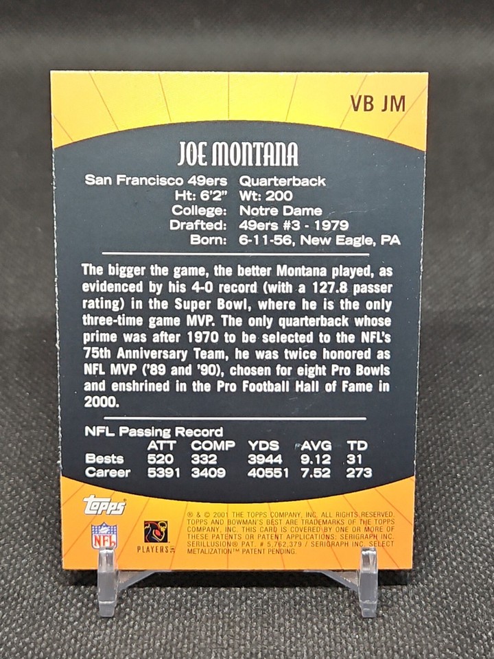 2001 Bowman's Best Vintage Best #VBJM Joe Montana | eBay