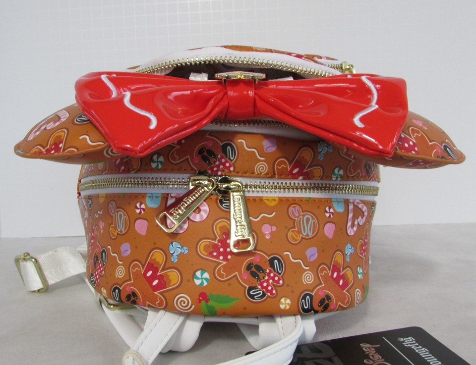 Disney Loungefly Gingerbread Mickey Minnie Mouse Mini Backpack & Ears ...