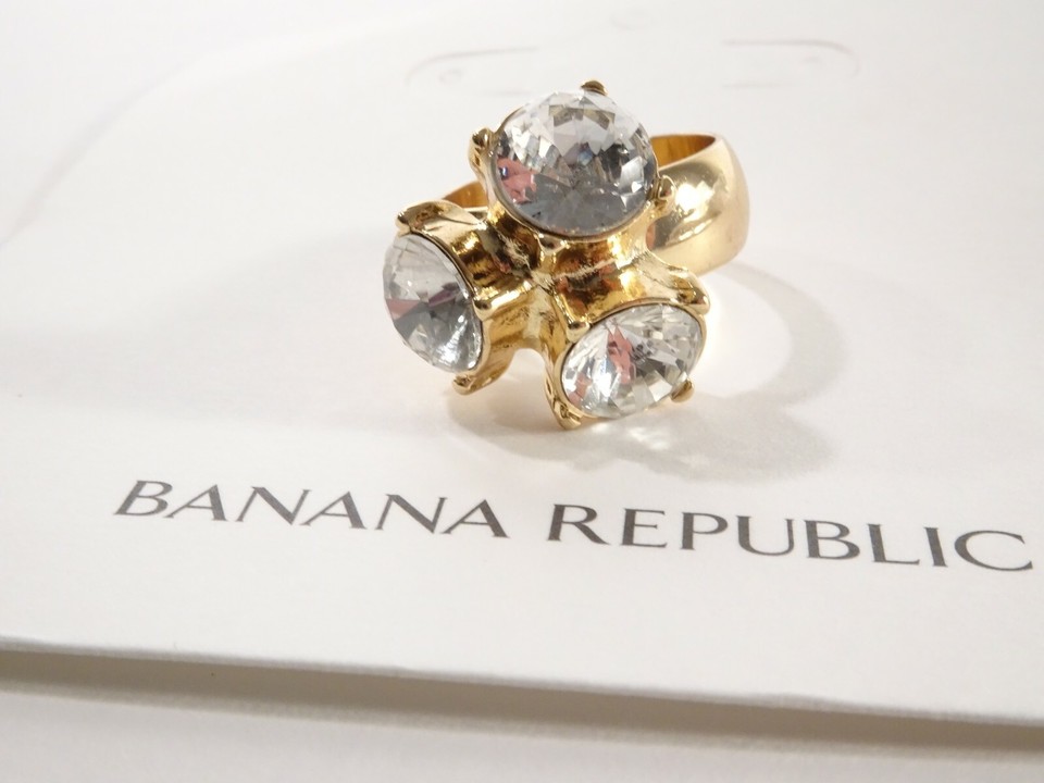 Banana Republic Women's Three Crystal Round Cluster Stone Ring NWT 68 ...