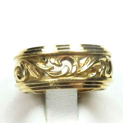 Antique 1920's JS 17K Yellow Gold Wedding Band Ring Size 5 UK-J1/2 7 ...
