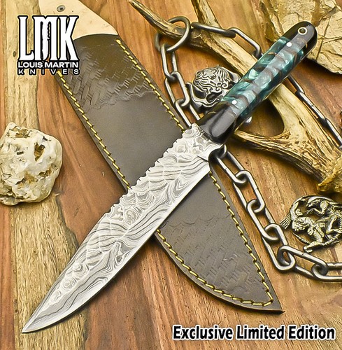 LMK Custom Full Tang Knife Twist Damascus Corain Gift Collectible | eBay