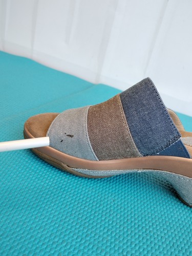 Rialto Vobbia Comfort Clog Mule Open Toe Slide Sandals Denim Blue Band ...