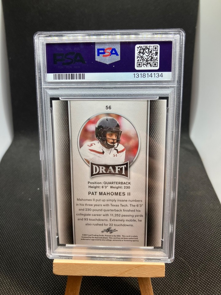 Patrick Mahomes II 2017 Leaf Draft ROOKIE CARD RC #56 PSA 9 MINT 👀🐐🏈🔥 ...