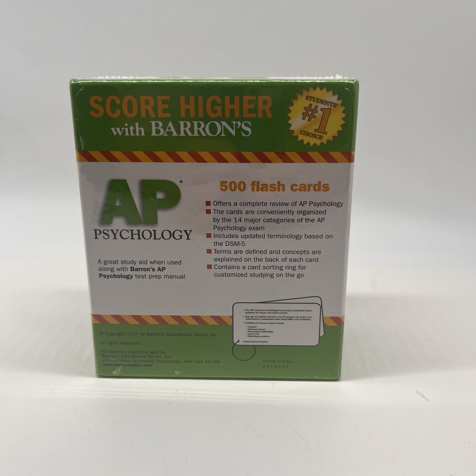 Barron's Ap Prep AP Psychology Flashcards, Third Edition - New Sealed ...