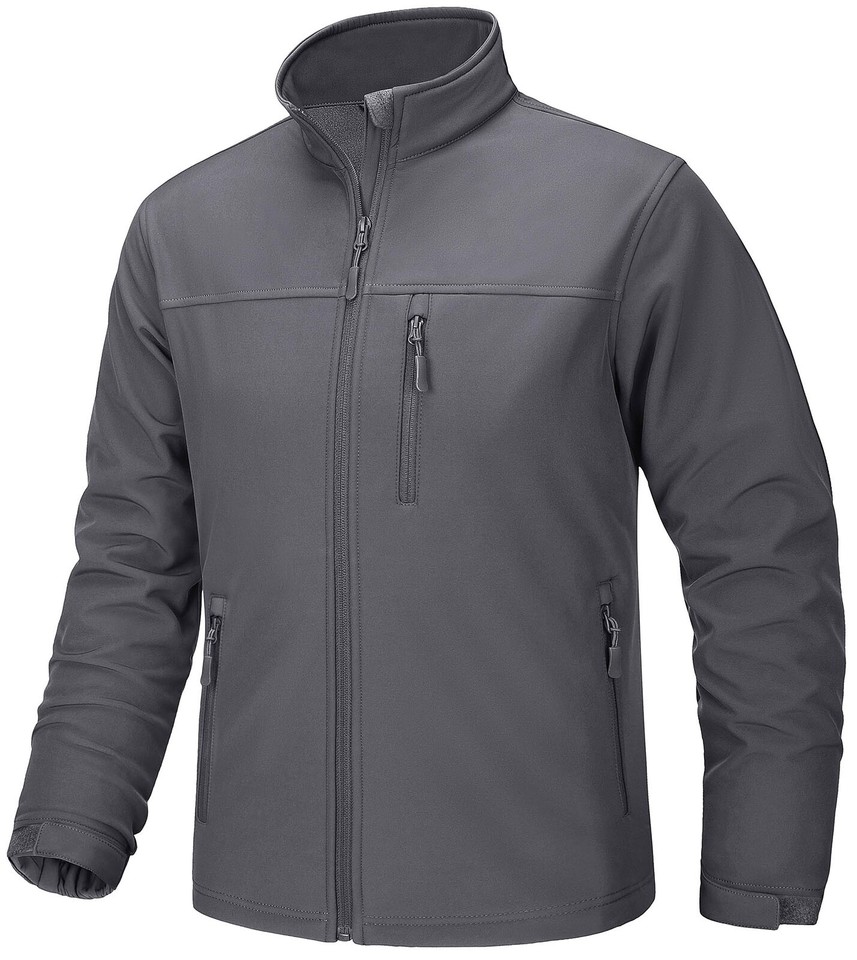 Mens Softshell Fleece Lined Jackets Lightweight Water Resistant Hiking ...