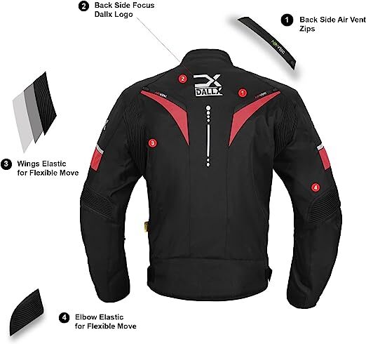 DALLX Long Motorcycle Textile Adventure Dirt Bike Riding Jackets with ...