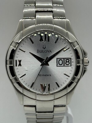 Bulova Swiss 50m Quartz Stainless Steel A2 Mans Wrist Watch Vintage ...