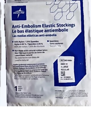 Medline Anti-Embolism Knee High Compression Stockings XL Reg. MDS16068 ...