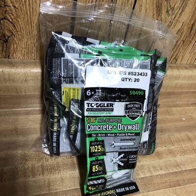 20 Pack x6pc Toggler Wall Anchors AF8 Alligator 5/16" Concrete ...