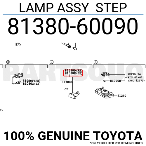 8138060090 Genuine Toyota LAMP ASSY STEP 81380-60090 | eBay