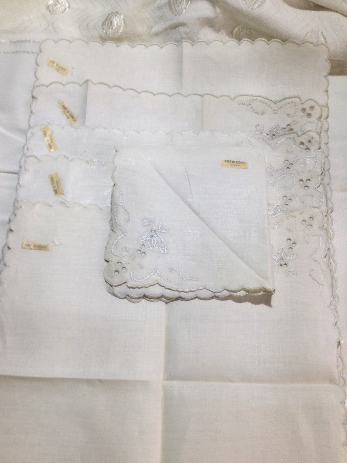 Linens Made in Azores Portugal Hand Embroidery Napkin Set of 6 READ ...