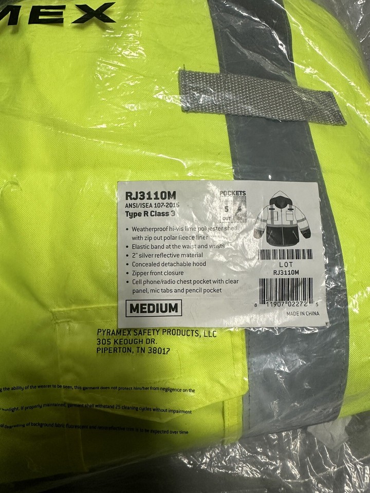 Pyramex RJ31 Type R Class 3 High-Vis Waterproof Fleece Lined Jacket | eBay