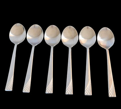 Interpur INR40 6 Teaspoons Glossy Stainless Flat Tip Swirl Korea ...