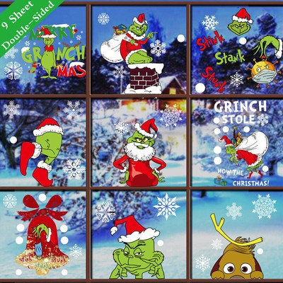 Christmas Window Wall-Stickers Grinch's Xmas Wallpaper Art Decal Shop ...