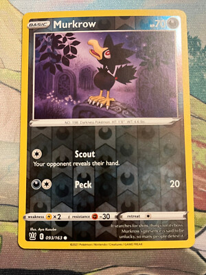 Pokemon Card TCG - Murkrow - Battle Styles - 93/163 - Reverse Holo ...