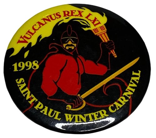 1998 Saint Paul Winter Carnival Pinback Button Vulcanus Rex LXI | eBay
