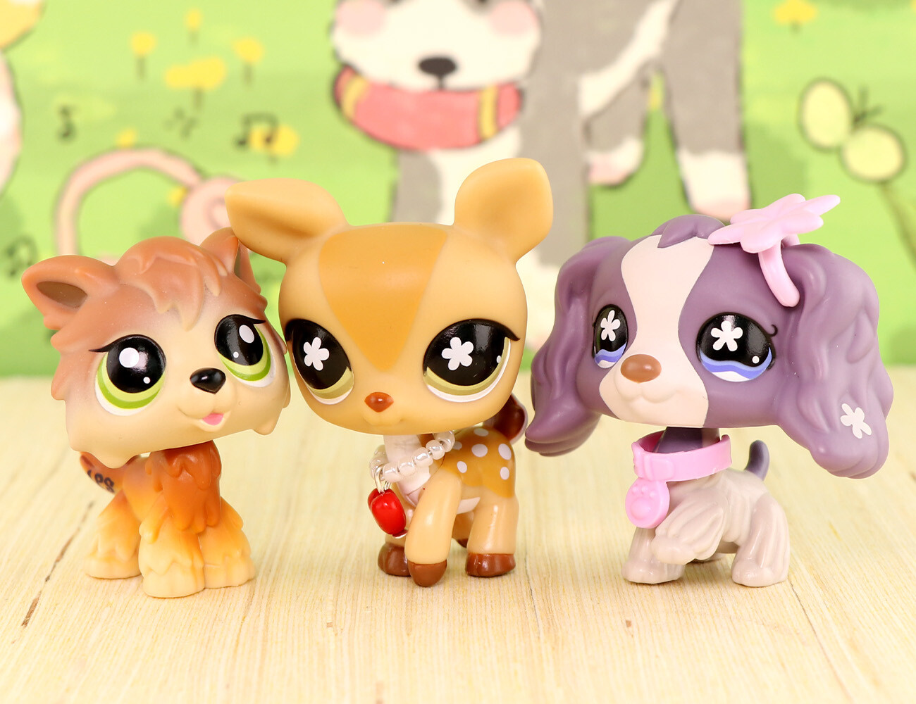 3lot LPS Pets Deer 634 Wolf 2141 Cocker Spaniel 1209 Cute Toy Collect ...