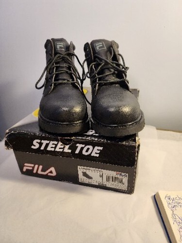 Fila Men's Steel Toe Black Landing Work Boots Size 9M for sale online ...