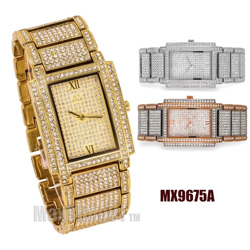 Iced Icy Rapper Luxury Dress Square Simulated Diamond Wrist Bling Hip ...