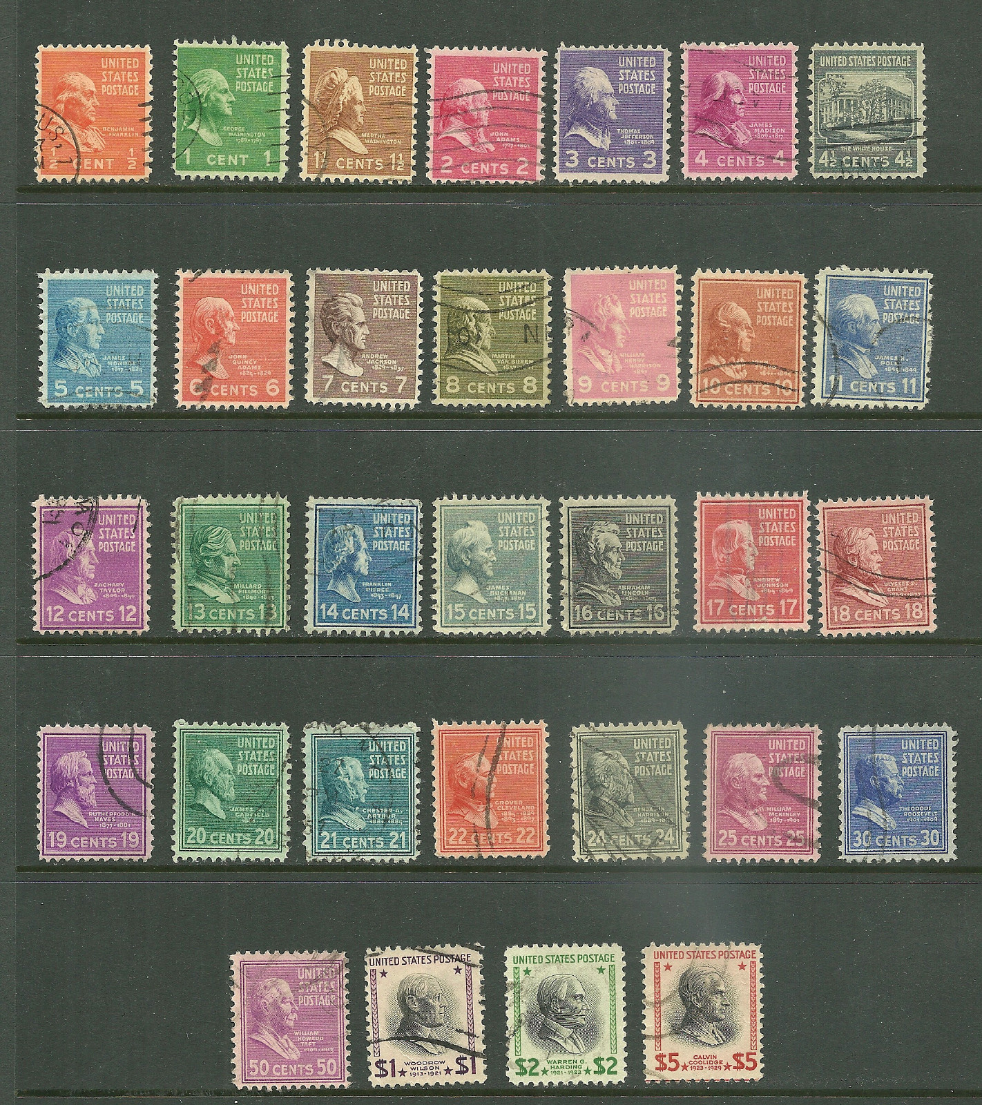 1938 US Presidential Prexie Issue SC 803-834 Set of 32 well picked used ...