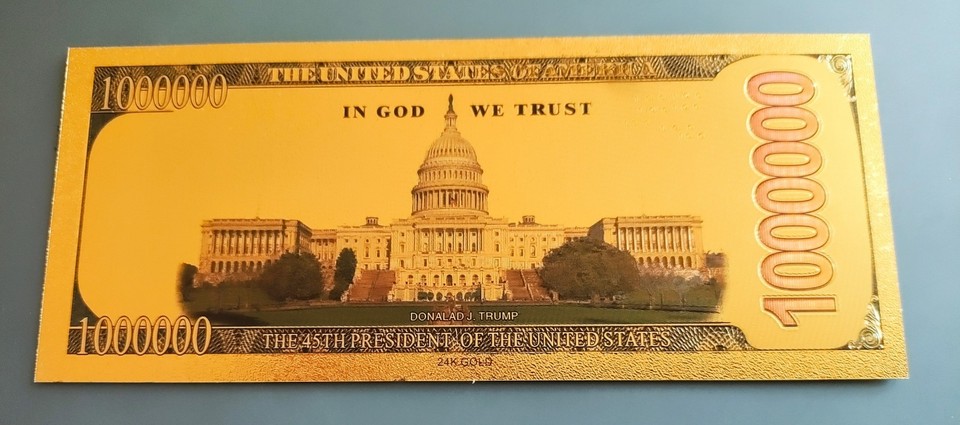 TRUMP'S $1,000,000! Gold Foil Novelty Bill - HUGE Million Dollar Laugh ...