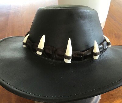 Crocodile leather hatband 5 genuine teeth for all hats Australian made ...