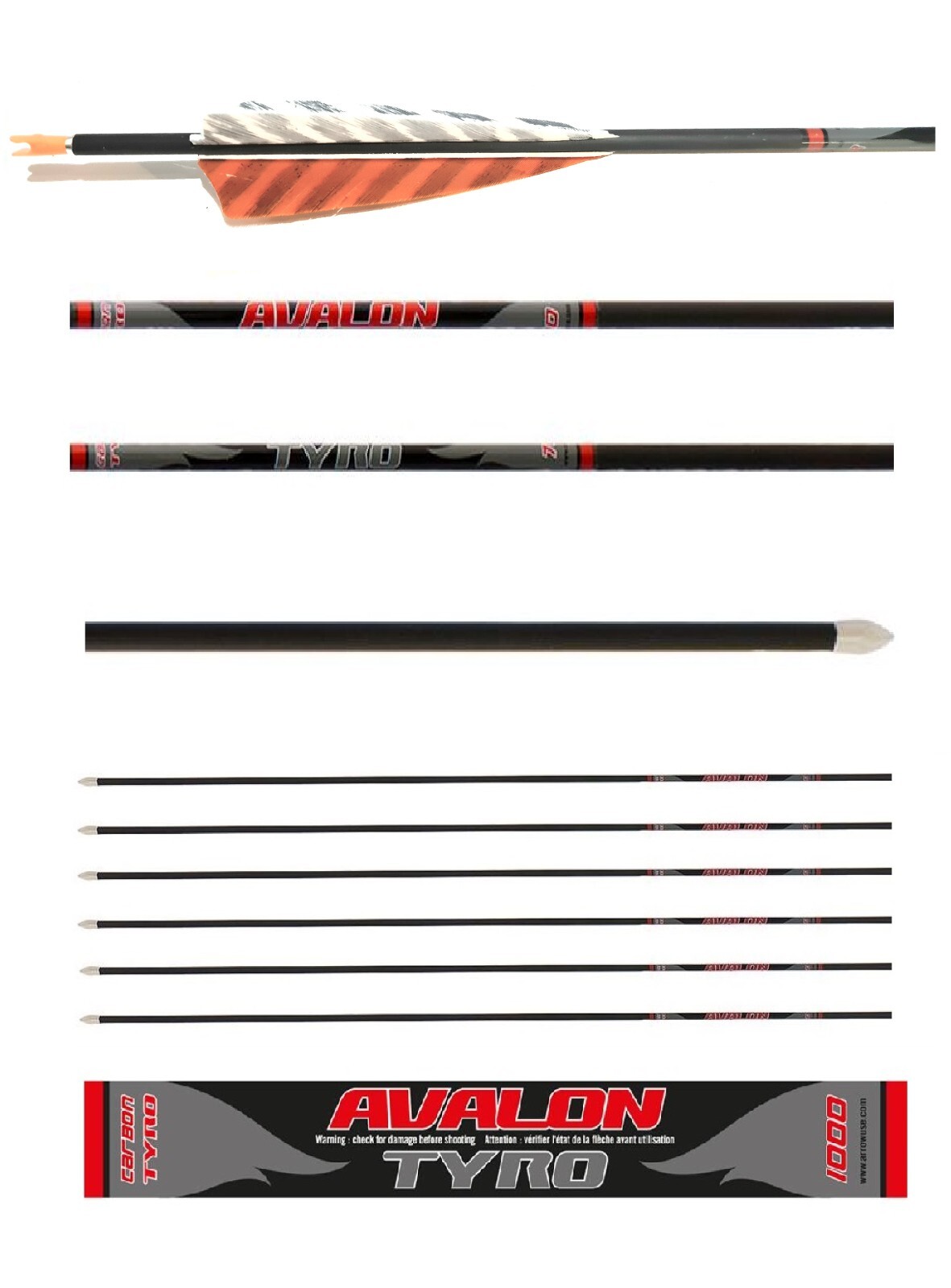 Carbonpfeile Carbon Pfeile Spine 700 Avalon Tyro 6 Stk mit 4 ...