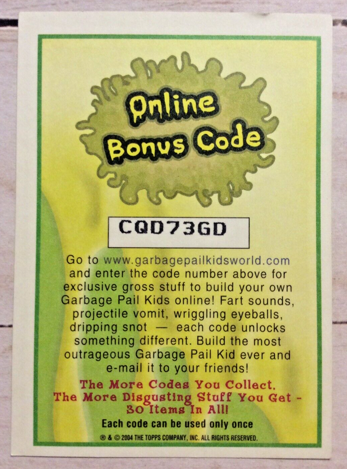 2004 Topps Garbage Pail Kids Noah Body Gold Bonus Sticker Card F21b GPK ...