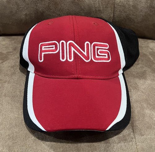 PING Golf Hat Black and Red Adjustable Strap Back | eBay