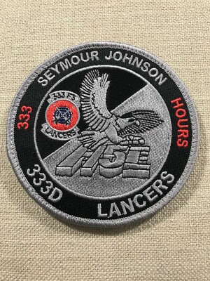 "333 Hours" Day/Night Patch. 333rd Fighter Squadron, Lancers, F-15E ...