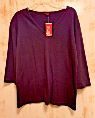 GLIMA 3/4 sleeve V neck solid top XXL NWT, black | eBay