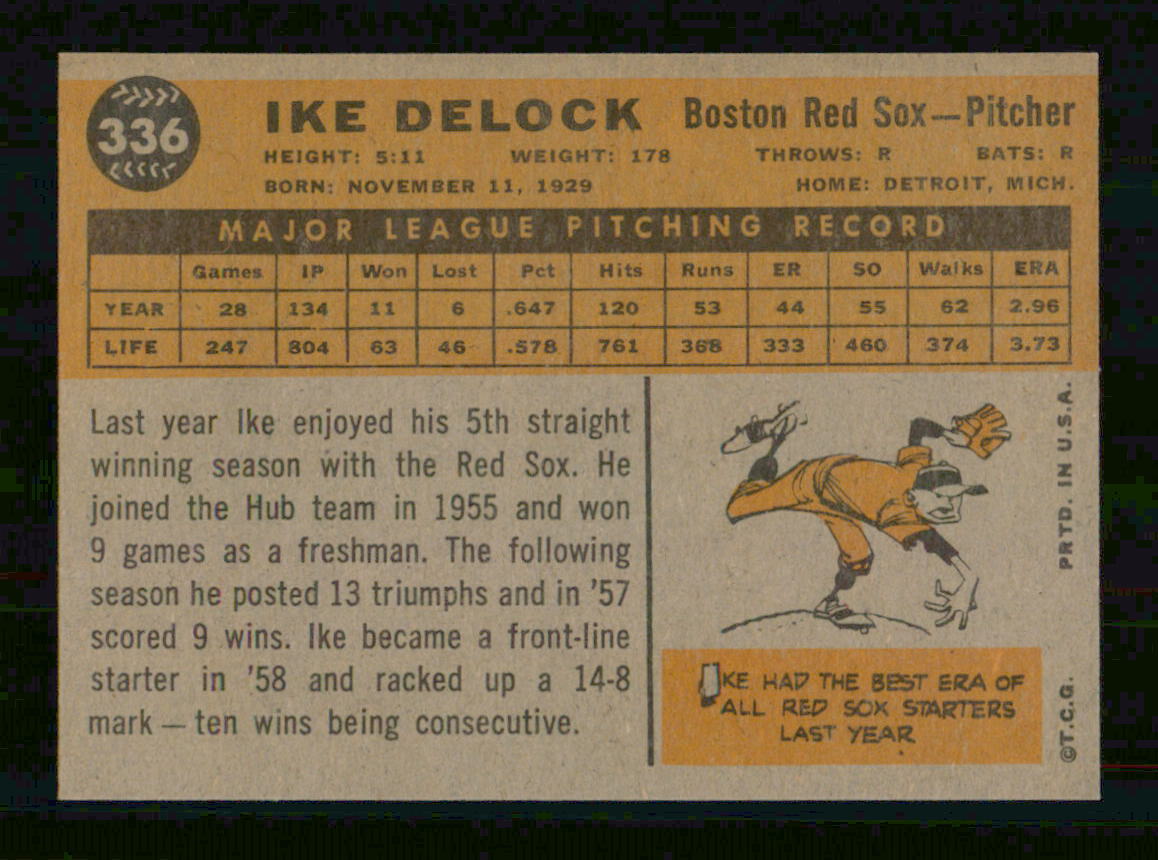 1960 TOPPS BASEBALL # 336 IKE DELOCK 12488 | eBay