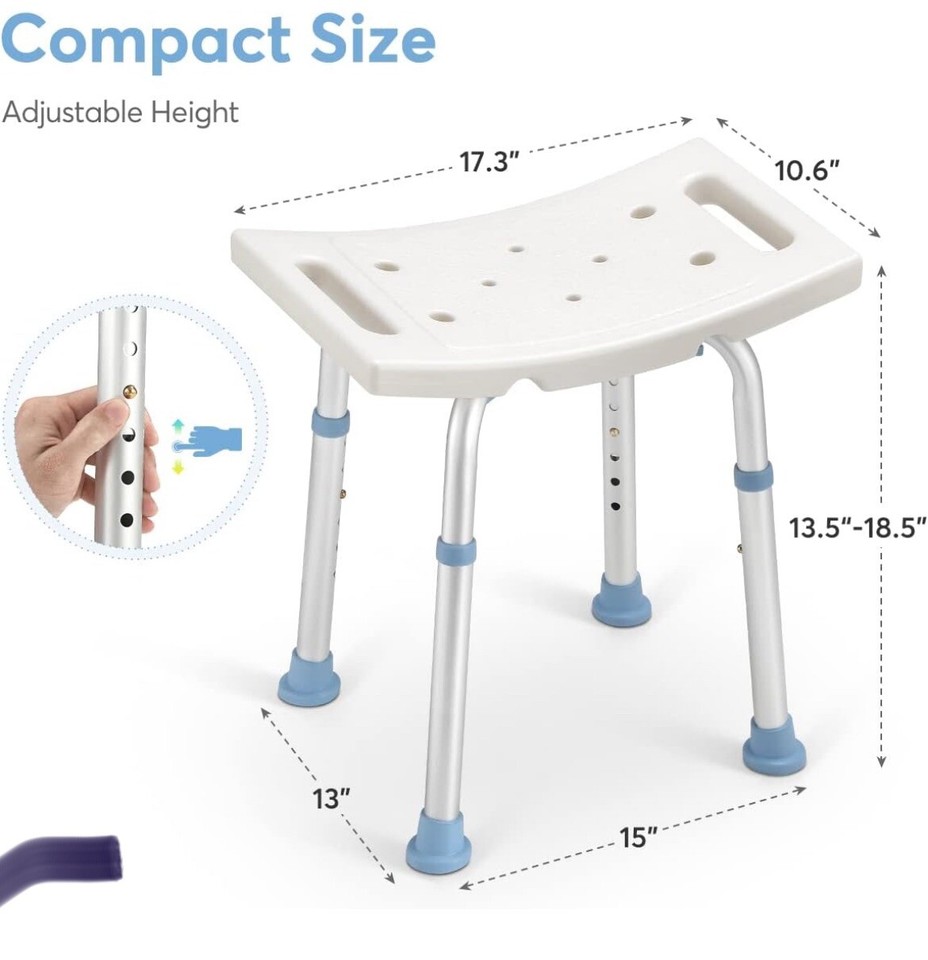 OasisSpace Shower Chair, Adjustable Bath Stool Chair for Inside Shower ...