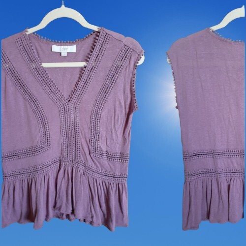 Loft Spring tee Top Small/S floral pattern boho blue Short Sleeve ...