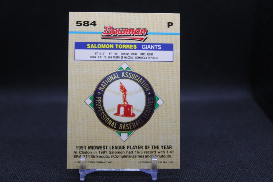 Salomon Torres #584 1992 Bowman San Francisco Giants FOIL, RC Rookie | eBay