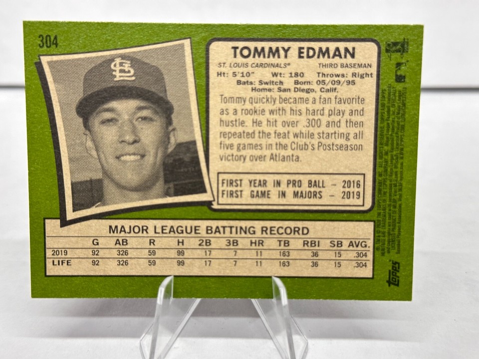 2020 Topps Heritage Baseball Card #304 Tommy Edman St. Louis Cardinals ...